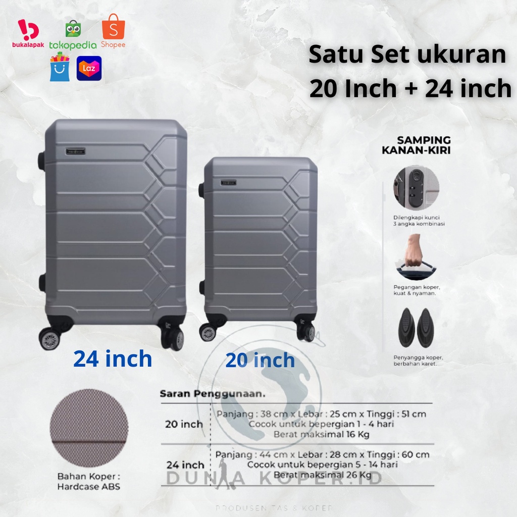 Jual KOPER FIBER ABS POLOPARIS 015 UKURAN 20 INCH/KOPER RODA PUTAR ...