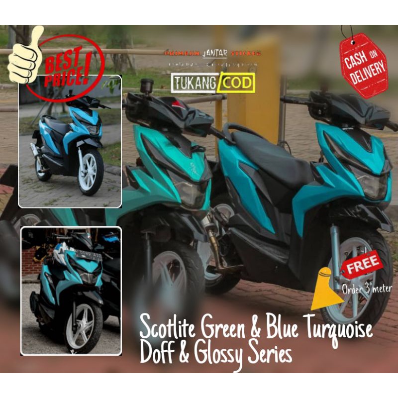 Jual Sticker skotlet hijau toska glossy scotlite motor biru toska ...