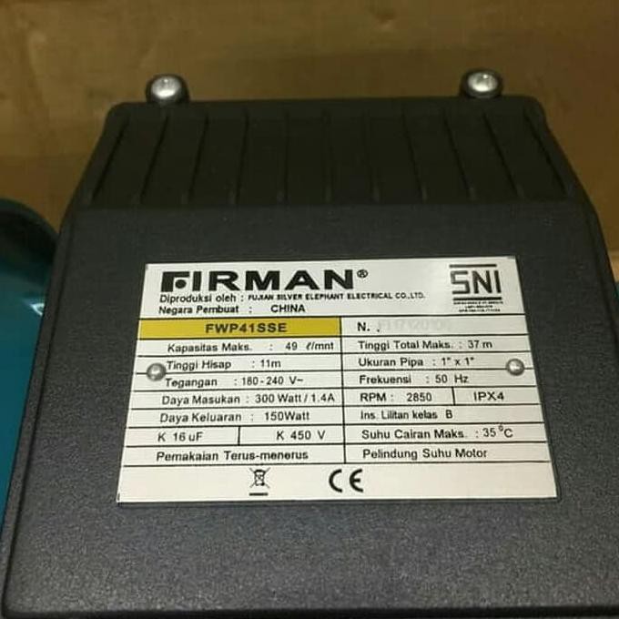 Jual Mesin Pompa Air 'Firman 'Semi Jet Stainless Stell Fwp 41Ss ...