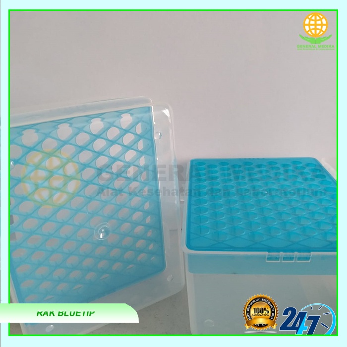 Jual Rak Blue Tip 100 Holes Plastik | Box Rack Mikropipette Tip ...