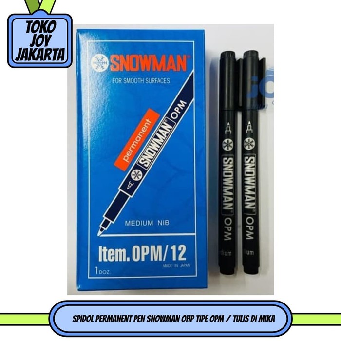 Jual Spidol Permanent Pen Snowman OHP tipe OPM / tulis di mika | Shopee ...