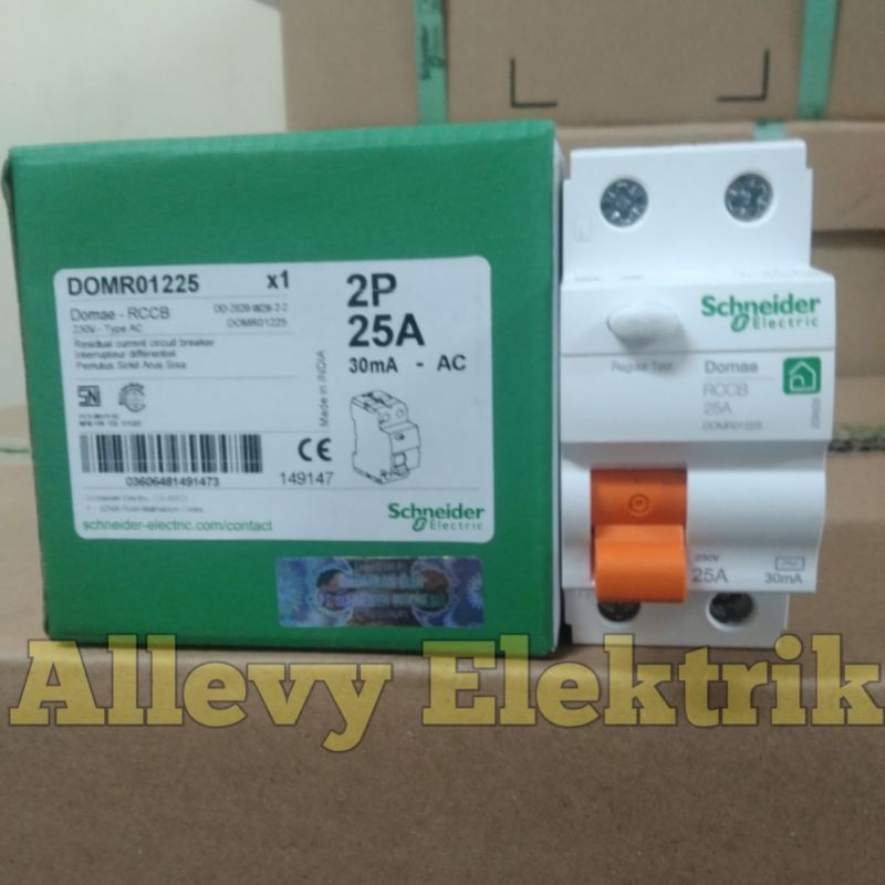 Jual RCCB ELCB DOMAE 2P 25A 30MA AC 6KA DOMR01225 | Shopee Indonesia