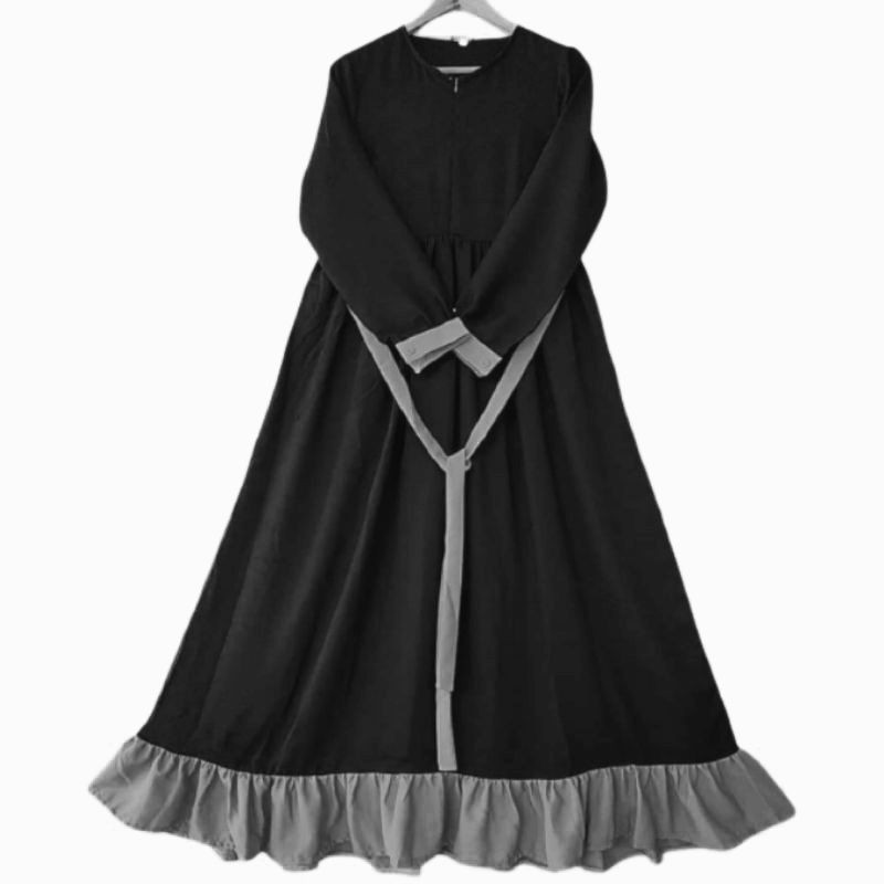 Jual Gamis Hitam kombinasi warna Jumbo / Gamis Polos Jumbo ld 120 ...