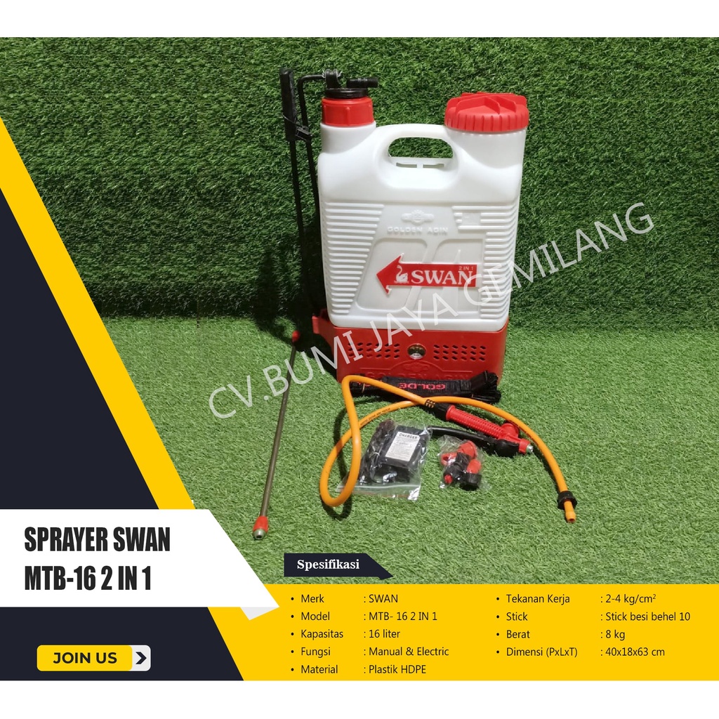 Jual ALAT SEMPROT HAMA / SPRAYER ELEKTRIK 2 IN 1 SWAN MTB 16 | Shopee ...