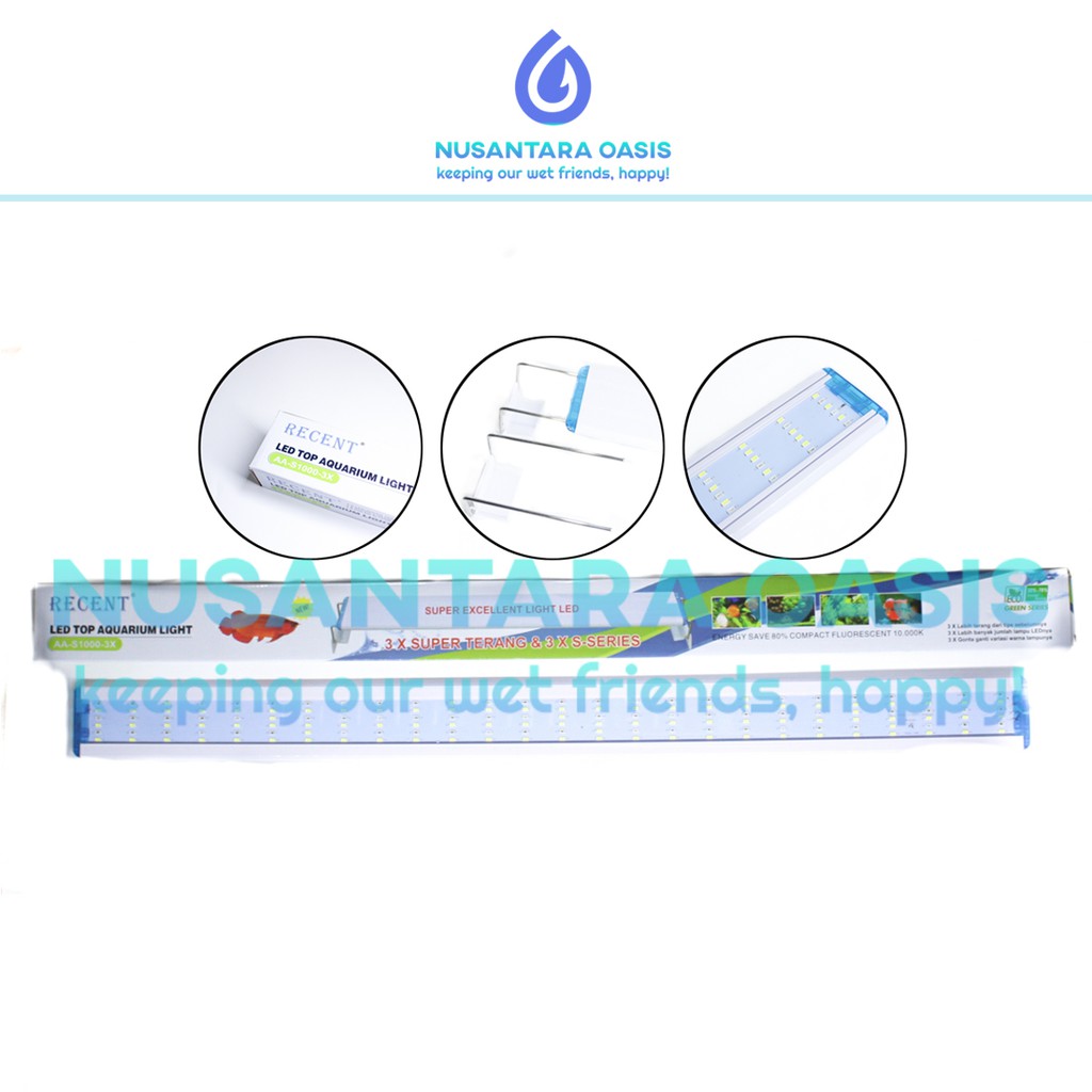 Jual LAMPU LED RECENT AA S1000 3 MODE S-1000 50W 70-85 CM AQUARIUM ...