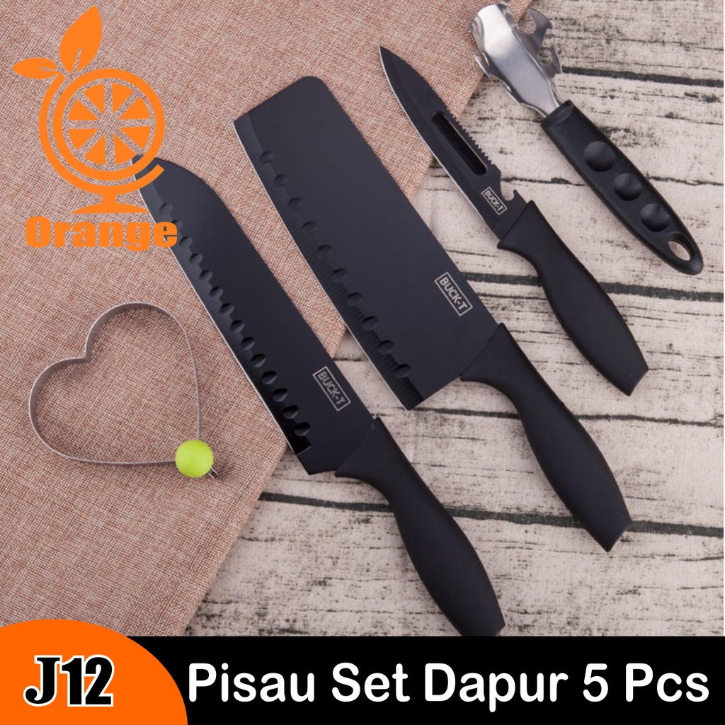 Jual Pisau Multifungsi J12 Pisau Dapur Hitam 5 Pcs In 1 Cetakan Telur ...