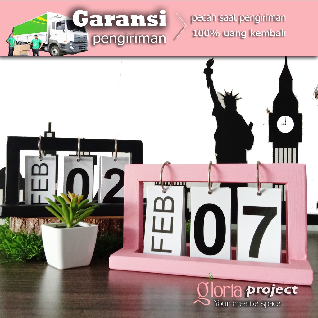 Jual Countdown ornamen kalender kecil Kreatif kayu diy flip kalender ...