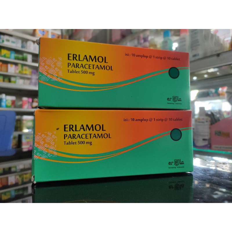 Jual ERLAMOL 1 BOX ISI 10 STRIP paracetamol 500mg | Shopee Indonesia