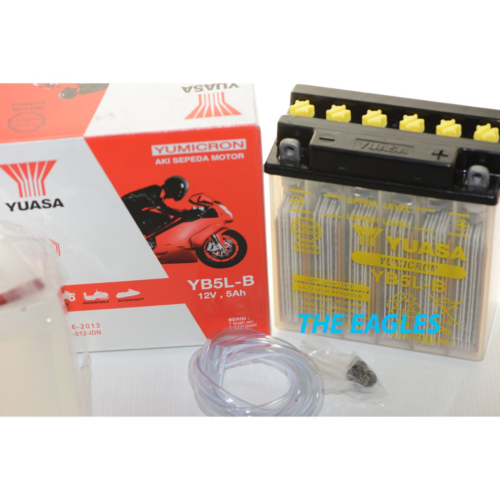 Jual YUASA accu aki battery baterai YB5LB YB5L B basah sepeda motor lama Yumicron 12V 5Ah ...