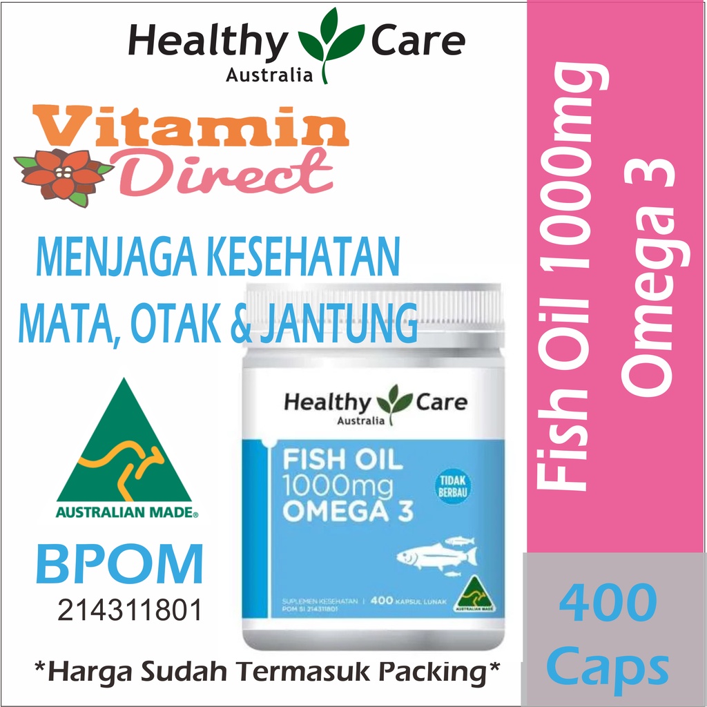 Jual Healthy Care Fish Oil Omega 3 1000mg 400 Capsules ORI AUSTRALIA ...