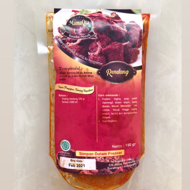 Jual Bumbu Rendang / Bumbu Instan Rendang / Bumbu Basah Rendang / Bumbu ...