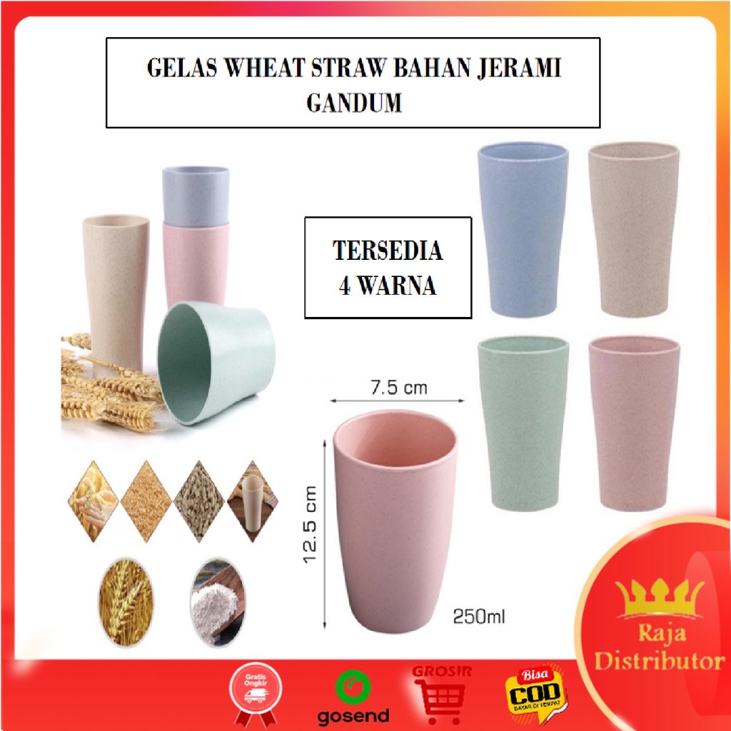Jual Gelas Minum Cup Tahan Jatuh Bahan Jerami Gandum Gelas Wheat Straw ...