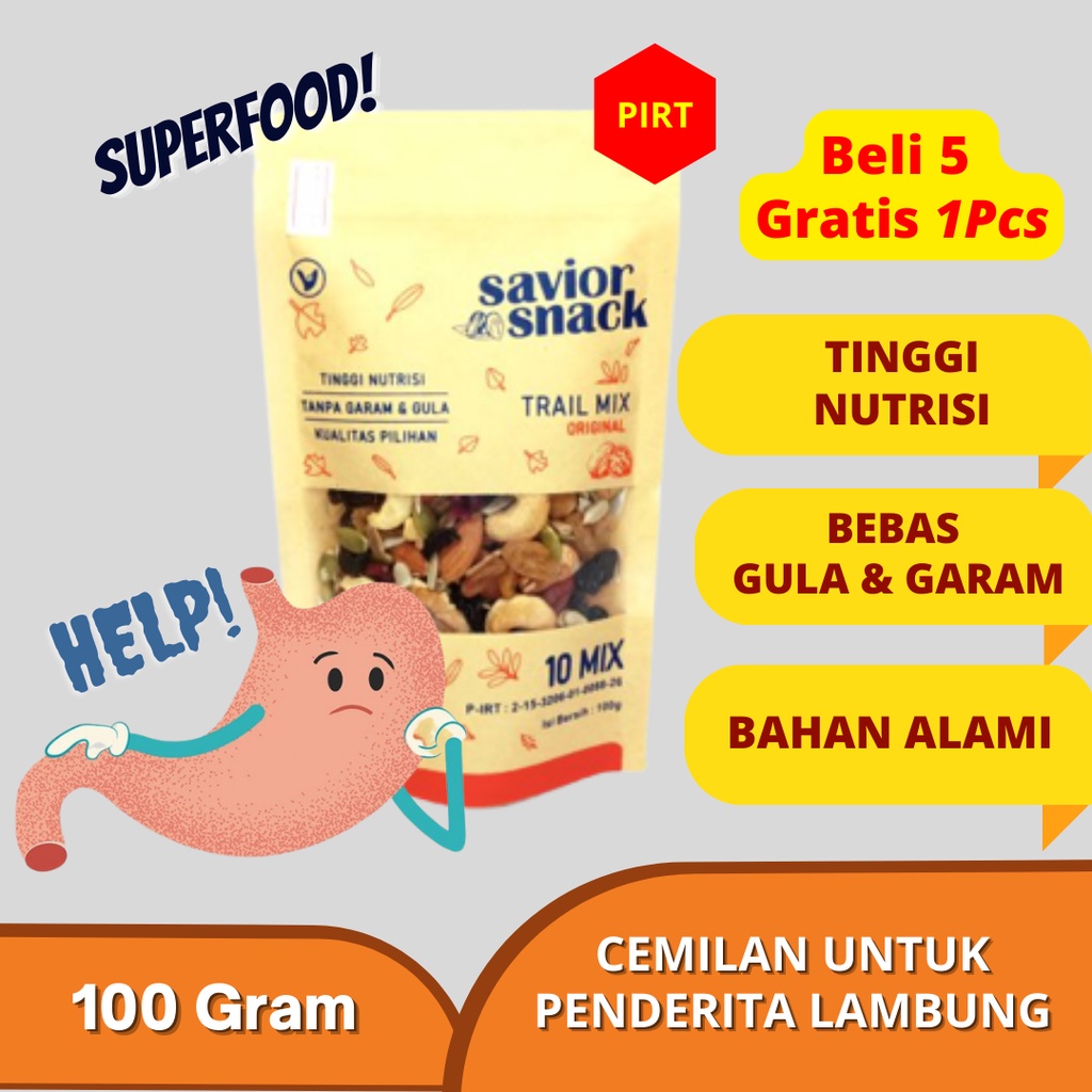 Jual CAMILAN SEHAT UNTUK PENDERITA ASAM LAMBUNG SAVIOR SNACK TRAIL MIX ...
