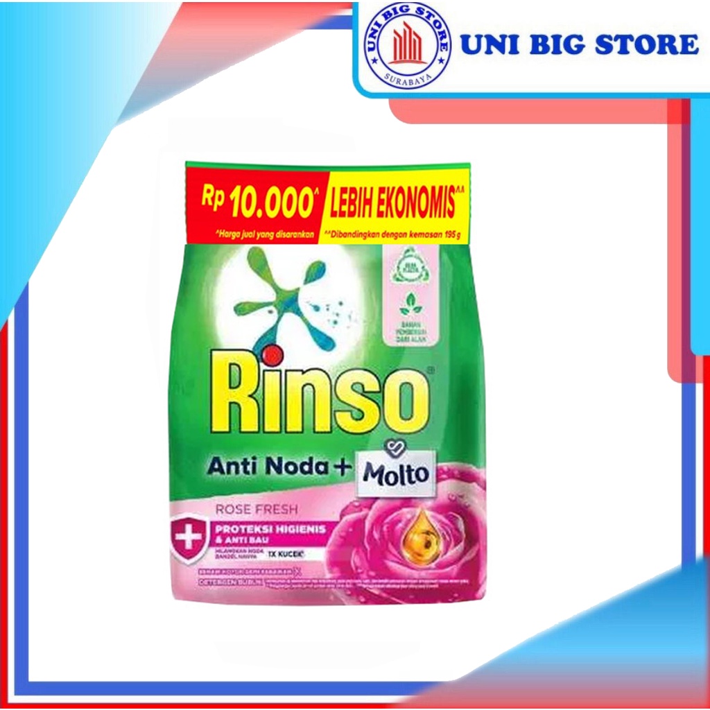 Jual Rinso Molto Deterjen Rose Fresh Anti Noda 400 gr Detergen Bubuk ...