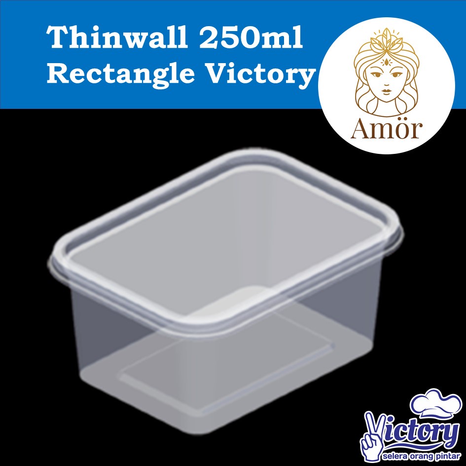 Jual Thinwall 250ml rectangle victory / kotak makan bekal plastik persegi panjang 250 ml ...