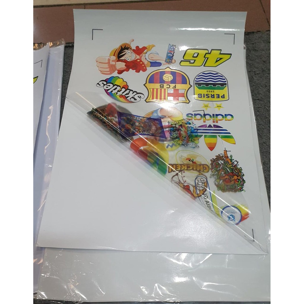 Jual Bahan Sticker Vinyl Inkjet Putih Glossy Lembar Folio 21,5 x 33cm ...