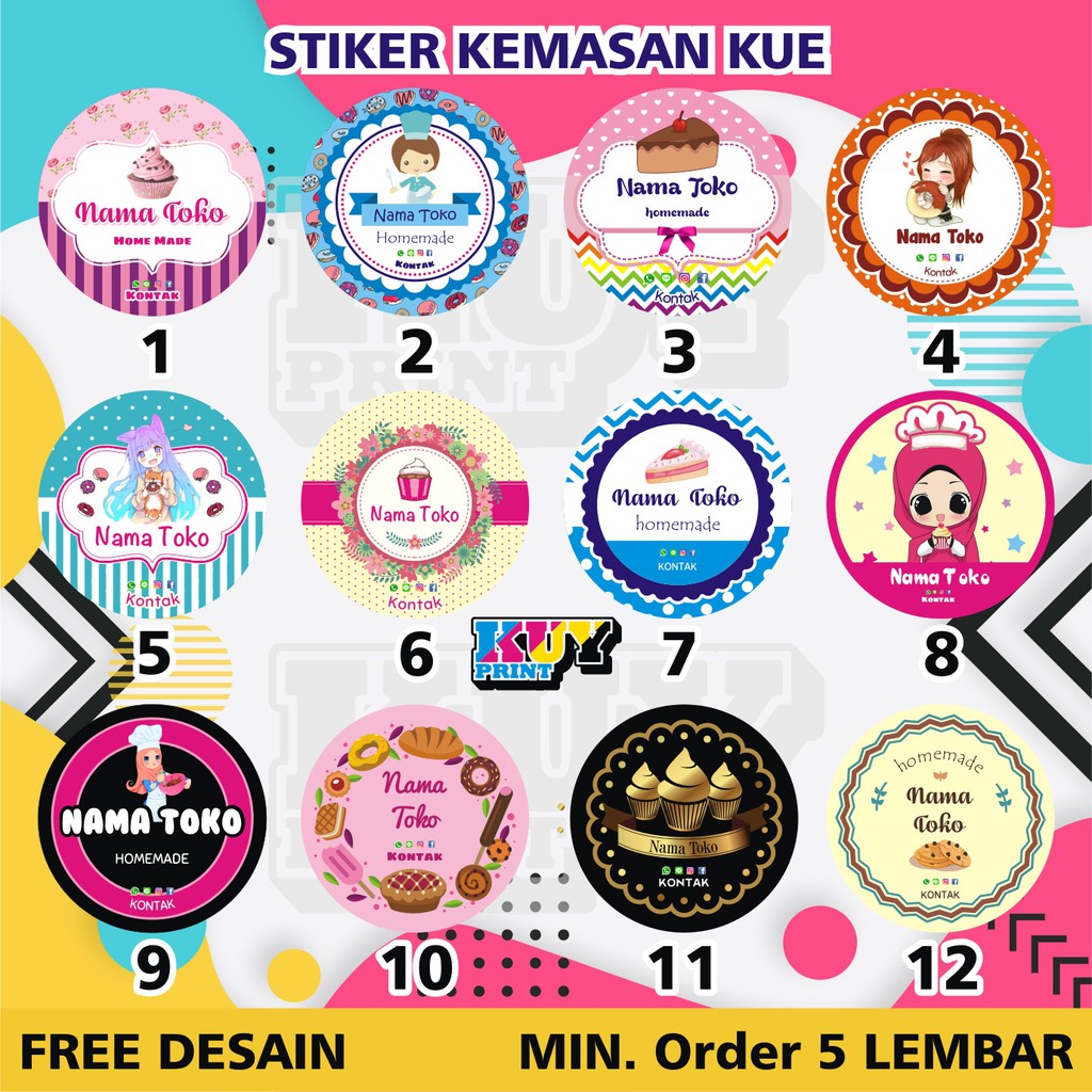 Jual CETAK PLUS CUTTING STIKER LABEL KUE KROMO A3 FREE DESAIN | Shopee ...