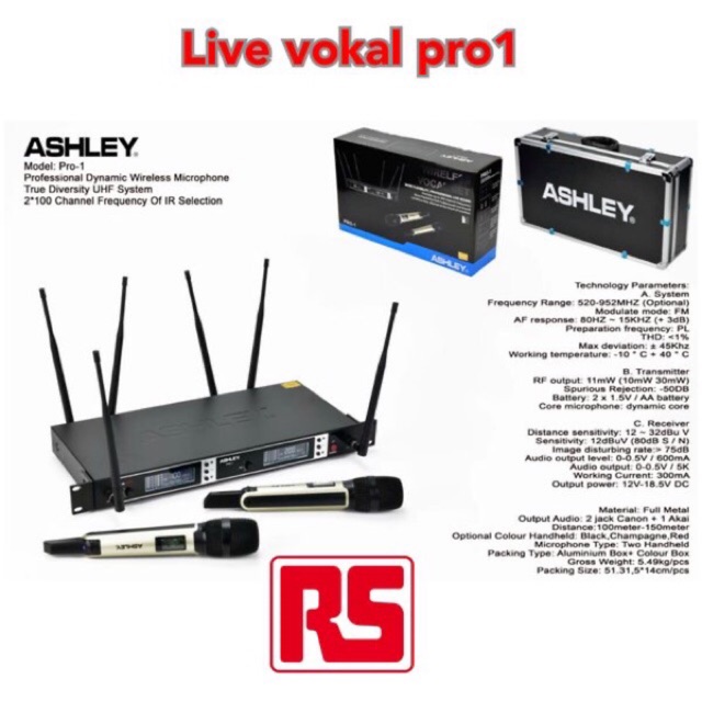 Jual Mic Wireless Ashley Pro-1 Professional (1pasang ) | Shopee Indonesia