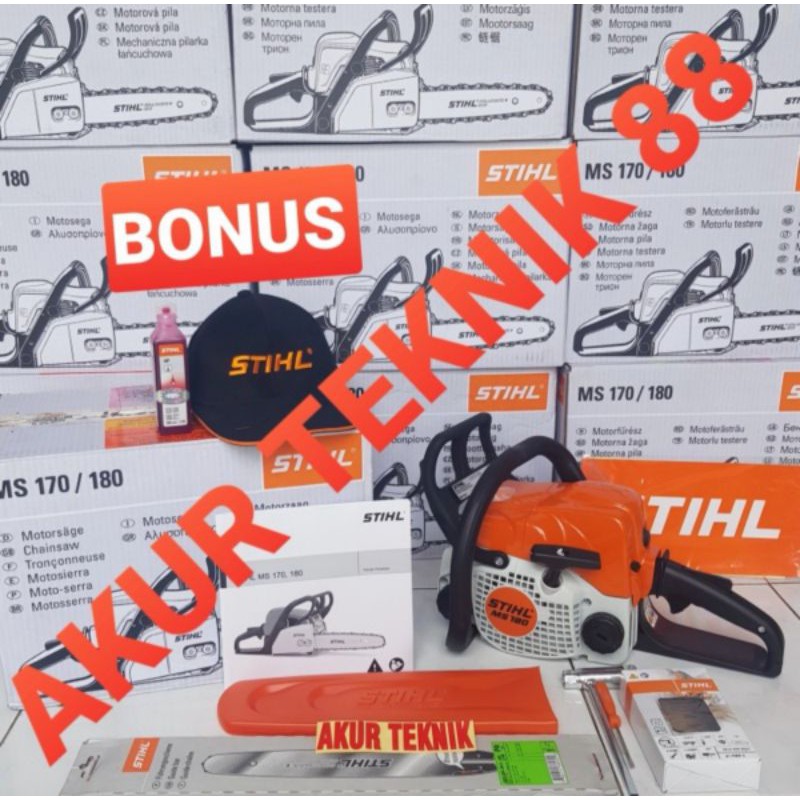 Jual Chainsaw senso censow STIHL MS 180 182 bar 16 inch rantai 27T STIHL ASLI ORIGINAL | Shopee ...