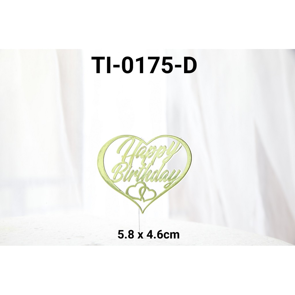 Jual TI-0175-D Topper tulisan plastik happy birthday hati hijau yamama ...