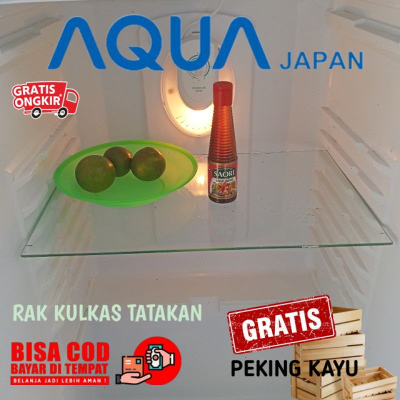 Jual RAK TATAKAN KULKAS AQUA KACA BIASA TANPA LIST SEKAT KULKAS 1 PINTU ...