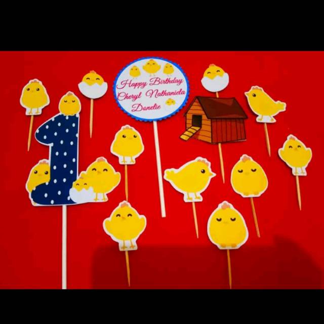 Jual topper hiasan kue anak ayam baby chick chicken | Shopee Indonesia