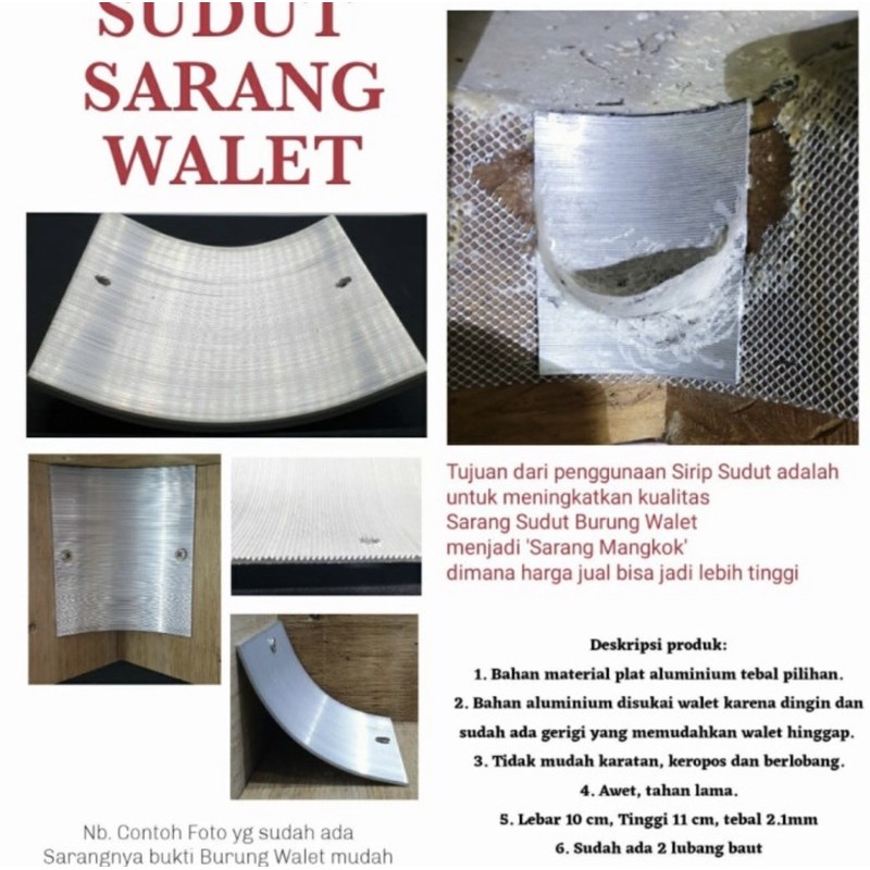 Jual pelapis sirip walet sudut alumunium tebal bergerigi /sarang walet ...