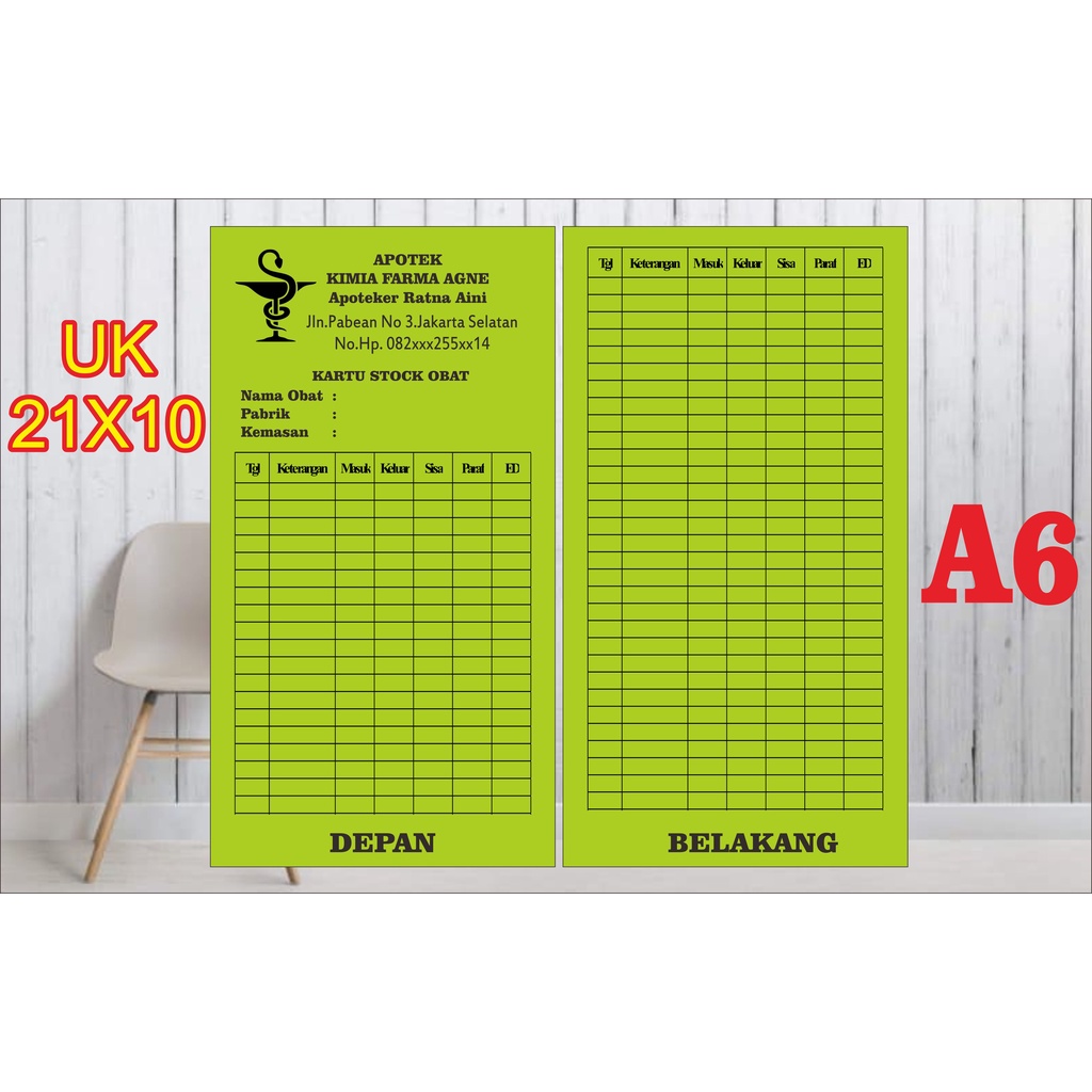 Jual (CUSTOM KOP)ISI 100 LEMBAR kartu stock barang / Kartu stock Obat ...