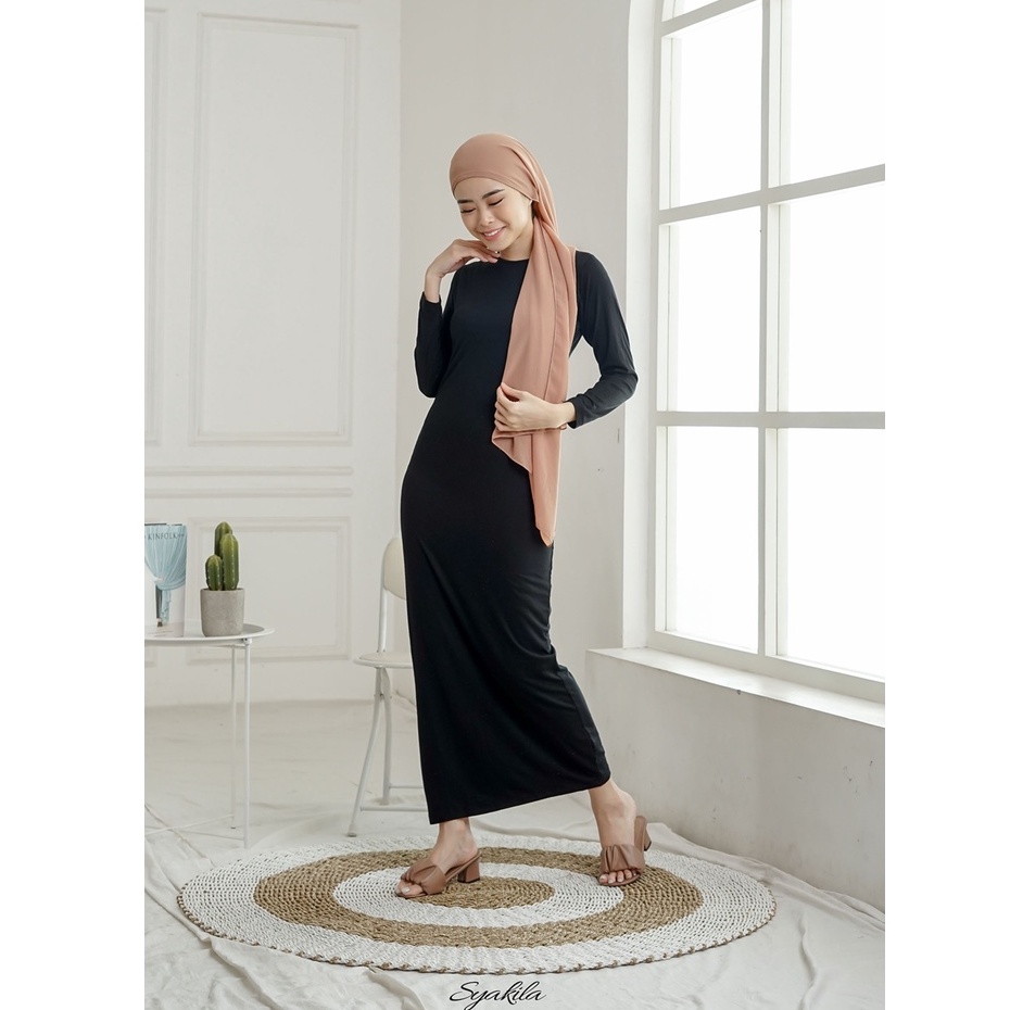 Jual Syakila-Inner Dress Lengan Panjang// Leher Bulat// Spandek Stretch ...