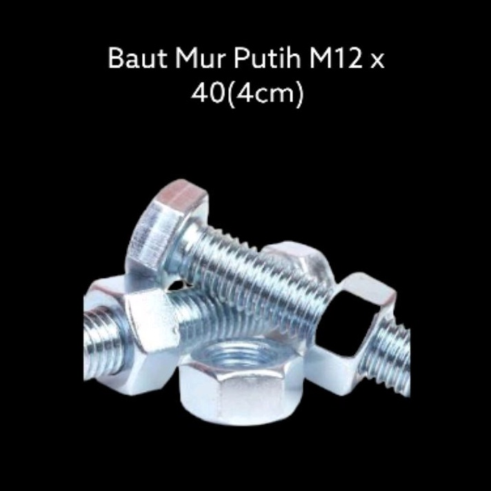 Jual Baut Mur Putih M12 x 40(4cm) Dijual Per Pcs | Shopee Indonesia