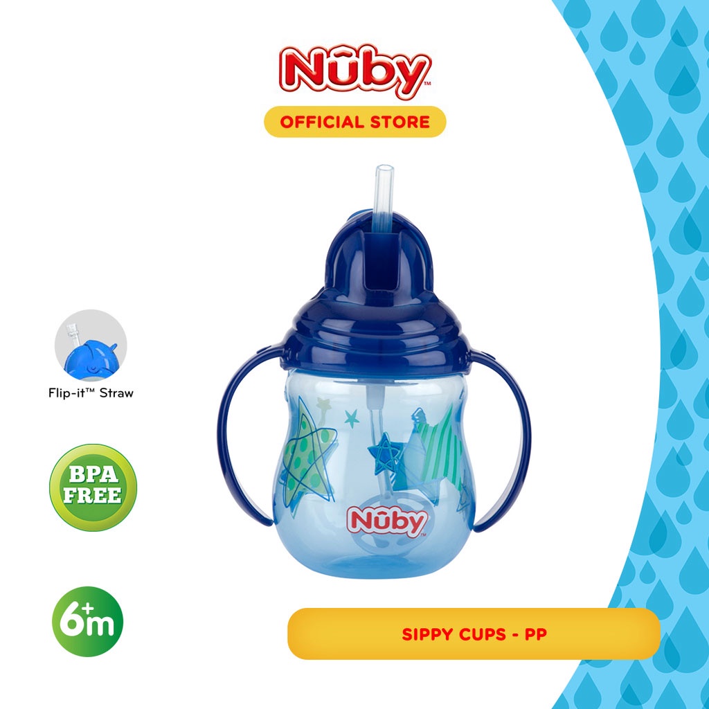 Jual Nuby Kids Flip N' Sip Twin Handle Cup - Botol Minum Anak (Blue) | Shopee Indonesia