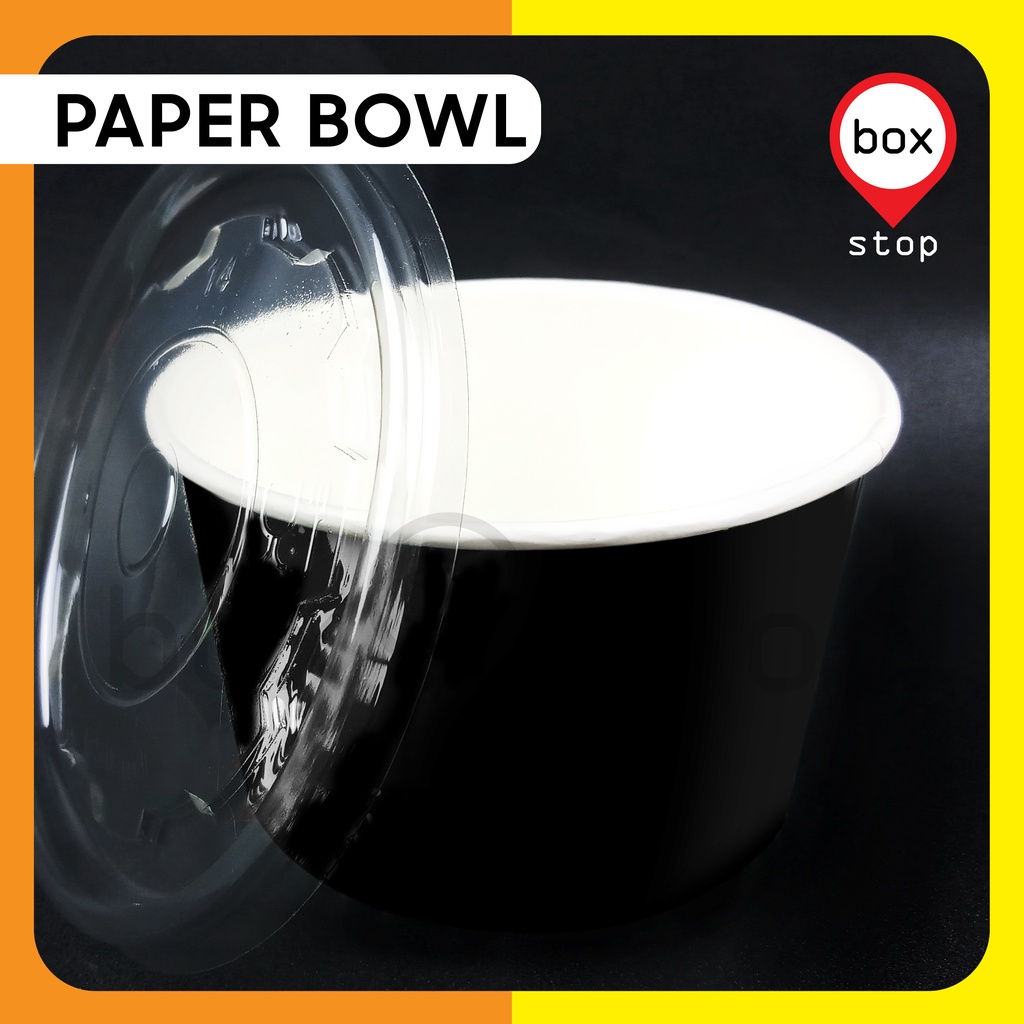 Jual Paper Bowl HITAM Polos + Tutup | Kemasan Mangkuk Kertas - 800 ml ...