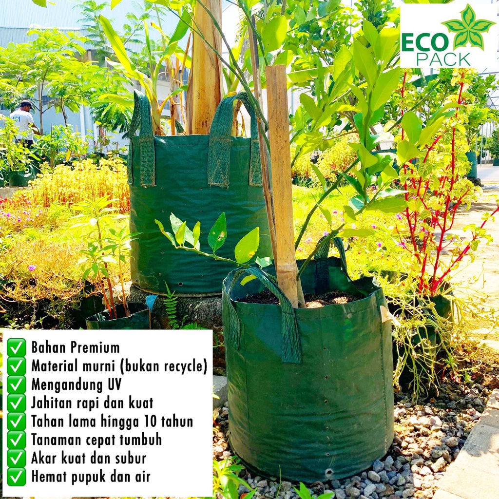 Jual Planter Bag Eco Pack 75 Liter Grow Bag Ecopack Original HDPE Hijau Tabulampot Export ...