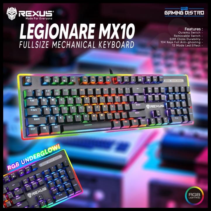 Jual Rexus Legionare Mx10 Rgb Underglow Mechanical Keyboard | Shopee ...