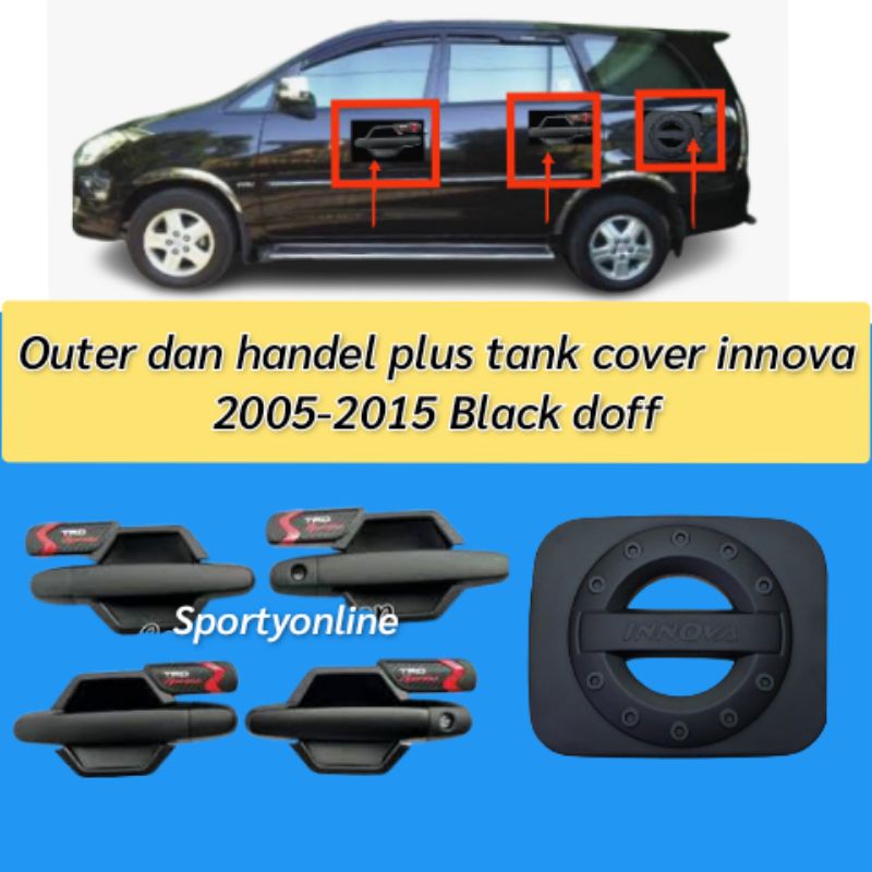 Jual outer dan handel plus tank cover innova 2005-2015 black doff ...