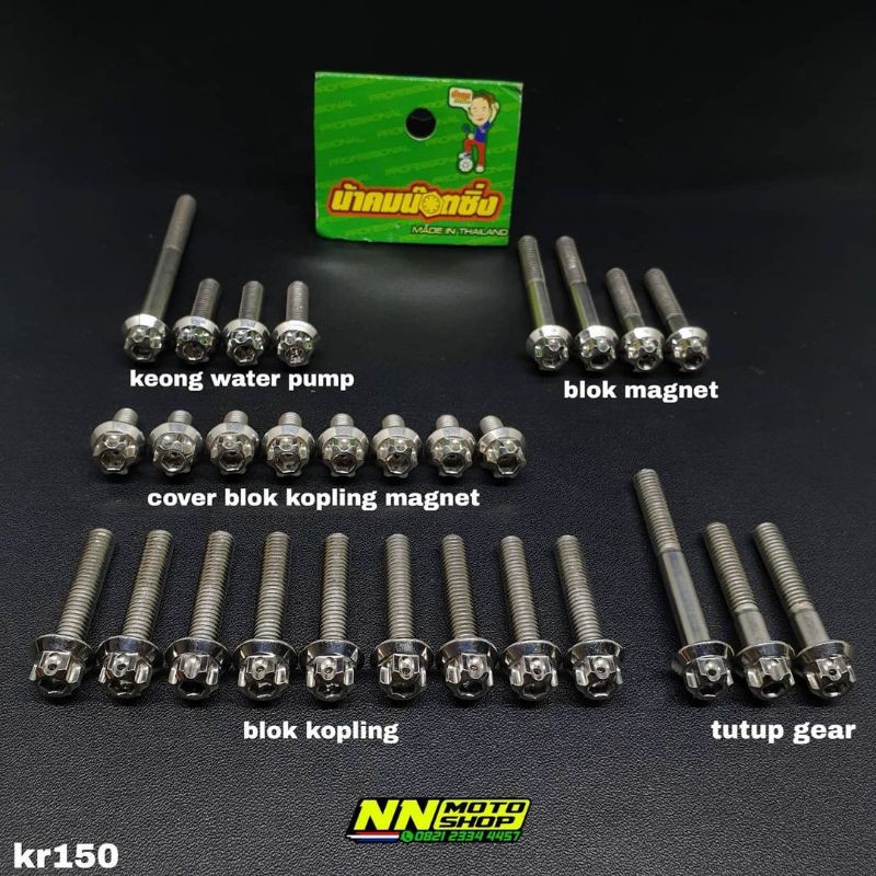Jual probolt stainless baut blok kopling magnet ninja R SS RR Original thailand | Shopee Indonesia