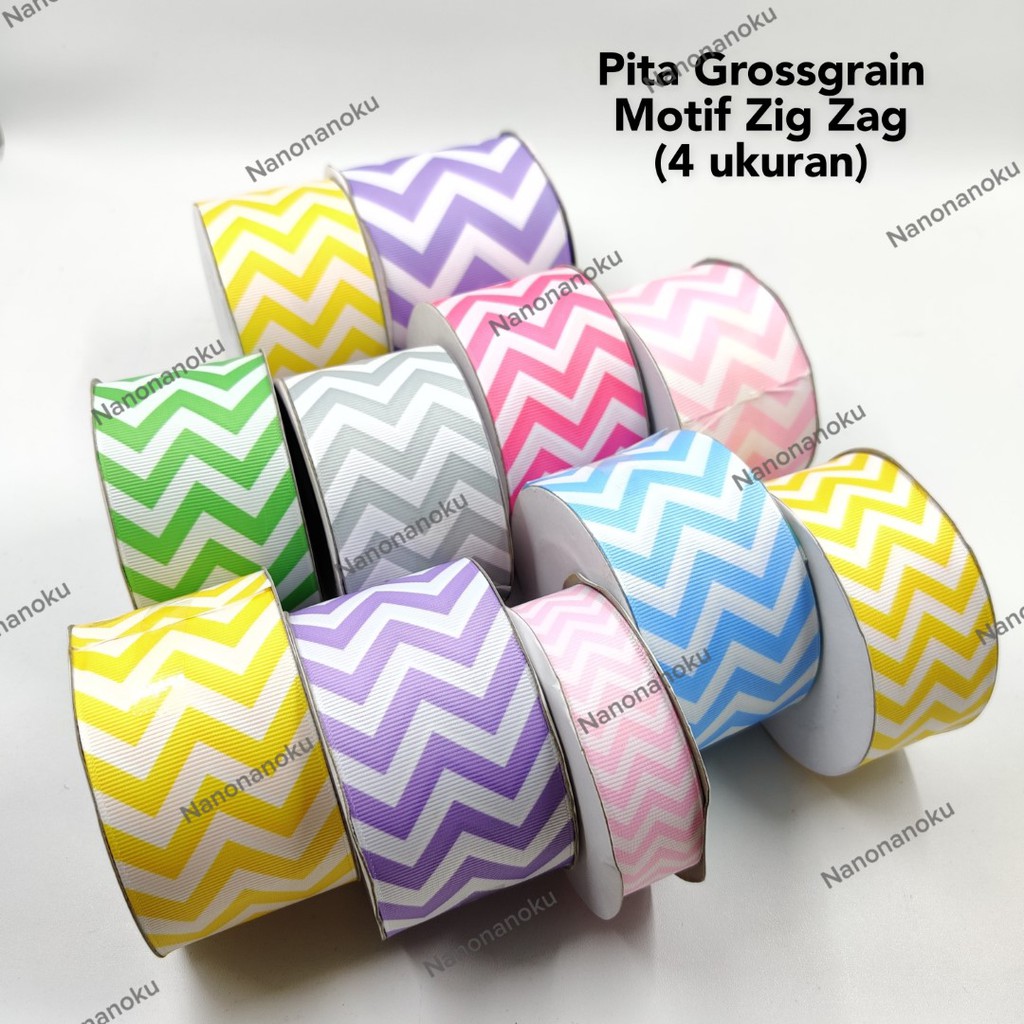 Jual Pita Grossgrain Motif Zigzag 1 inch (2,5 cm) - 1,5" (4cm) - 2 ...