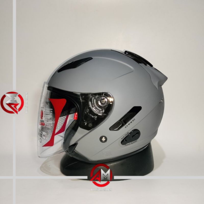 Jual HELM KYT GALAXY FLAT R SOLID GREY MATT DOUBLE VISOR KYT HELM ...