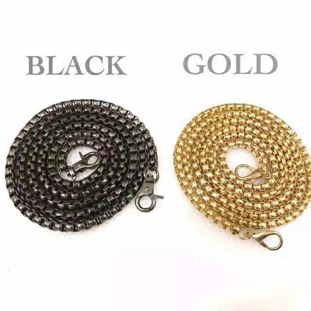 Jual Tali Tas Rantai ULIR | Tali Rantai Hitam Gold | Shopee Indonesia