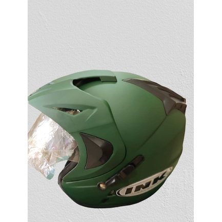 Jual HELM BASIC INK DOUBLE VISOR TYPE T1 WARNA GREEN ARMY DOF GOOD ...