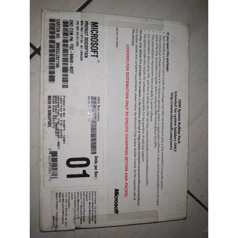 Jual Microsoft Windows 7 SP1 64Bit OEM | Shopee Indonesia