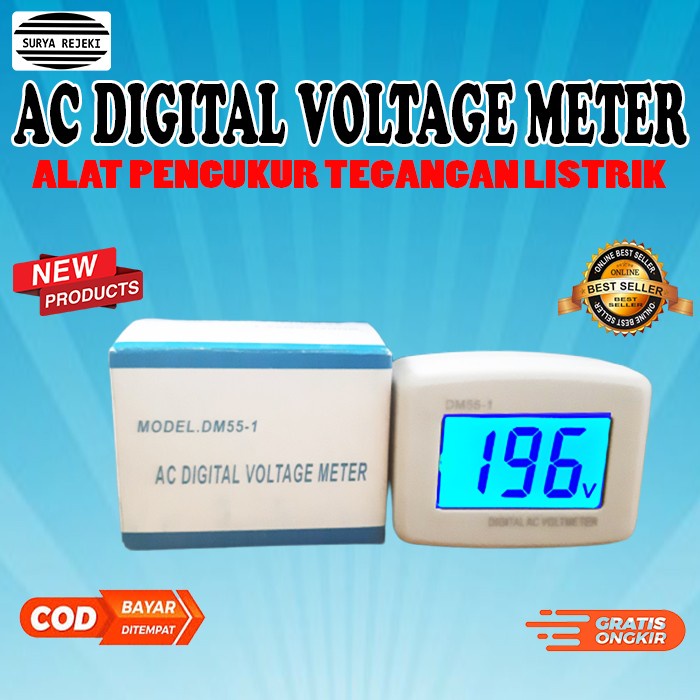 Jual AC DIGITAL VOLTAGE METER DM55-1 mengukur tegangan listrik | Shopee ...