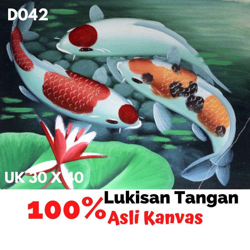 Jual Lukisan Ikan Koi Hiasan Dinding Dekorasi Dinding Pajangan Ruangan Perlengkapan Rumah Ukuran ...
