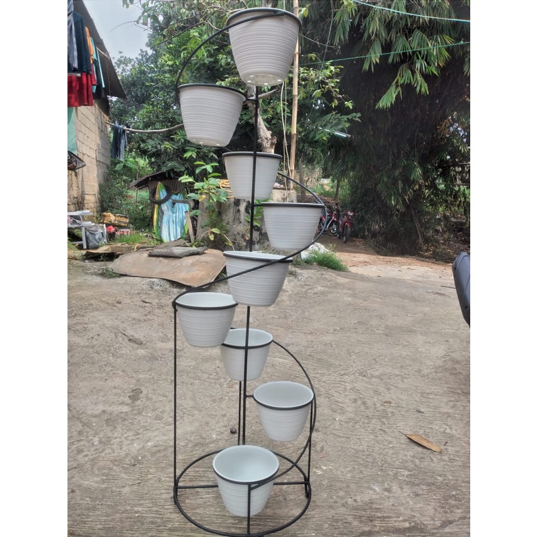 Jual 9 in 1 standing pot melingkar modern minimalis/standing pot besi ...