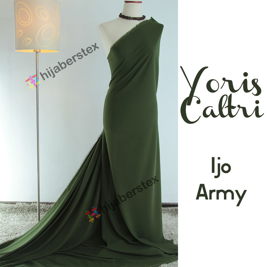 Jual 1/2 Meter Kain YORIS CALTRI Ijo Army (ecer warna) | Shopee Indonesia