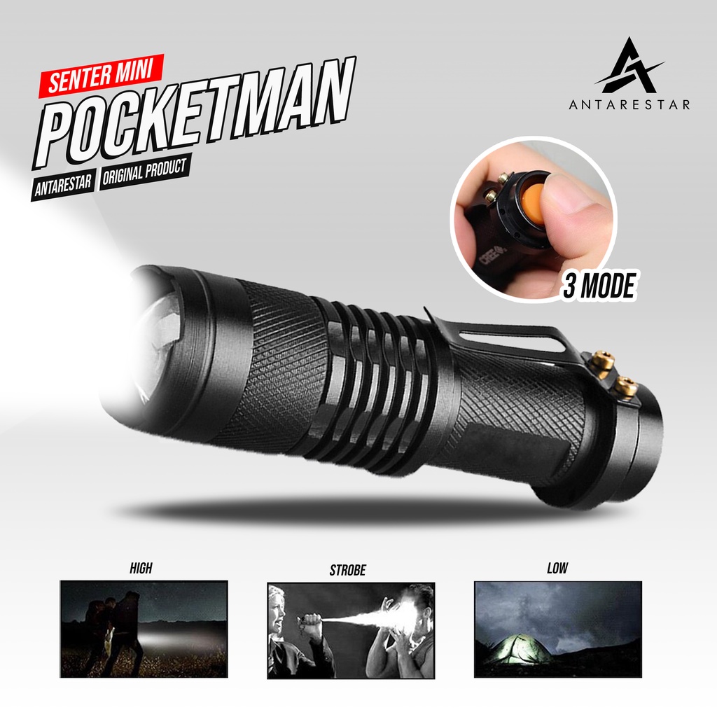 Jual ANTARESTAR Official - Pocketman Senter Led 2000 Lumens Waterproof ...