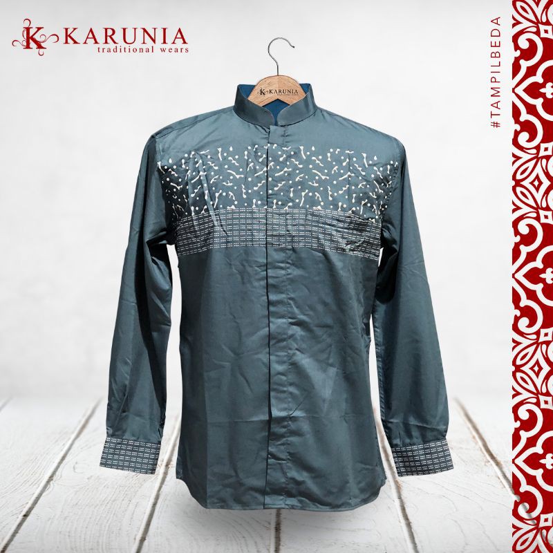 Jual Karunia Batik Koko Biru Center Simetris | Shopee Indonesia