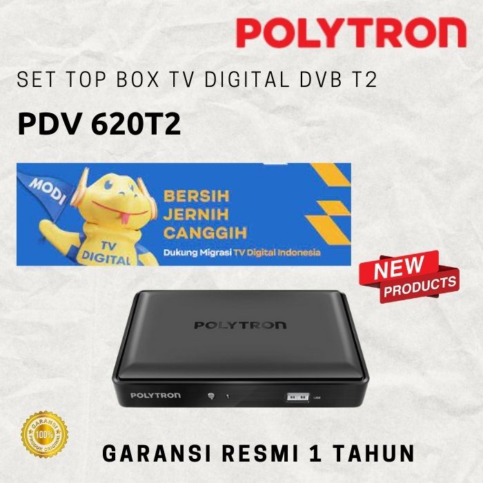 Jual stb tv digital set top box DVB T2 POLYTRON PDV 620T2 tv digital ...