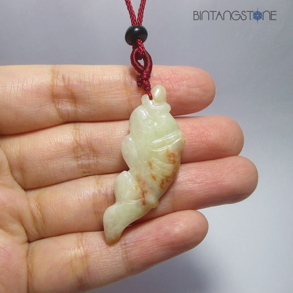 Jual Orange Yellow Jadeite Burma Type A Lucky Fish Shio Ikan Necklace ...