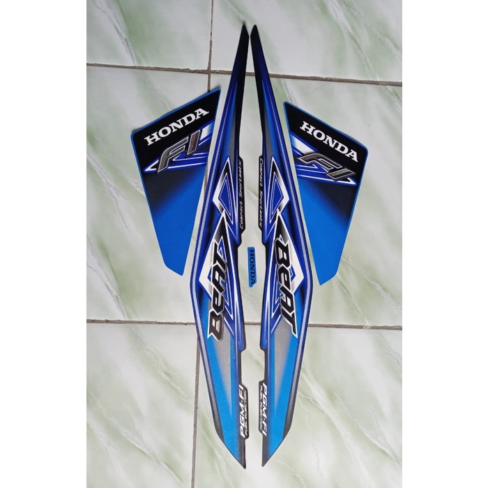 Jual stiker striping honda beat fi 2013 hitam biru | Shopee Indonesia